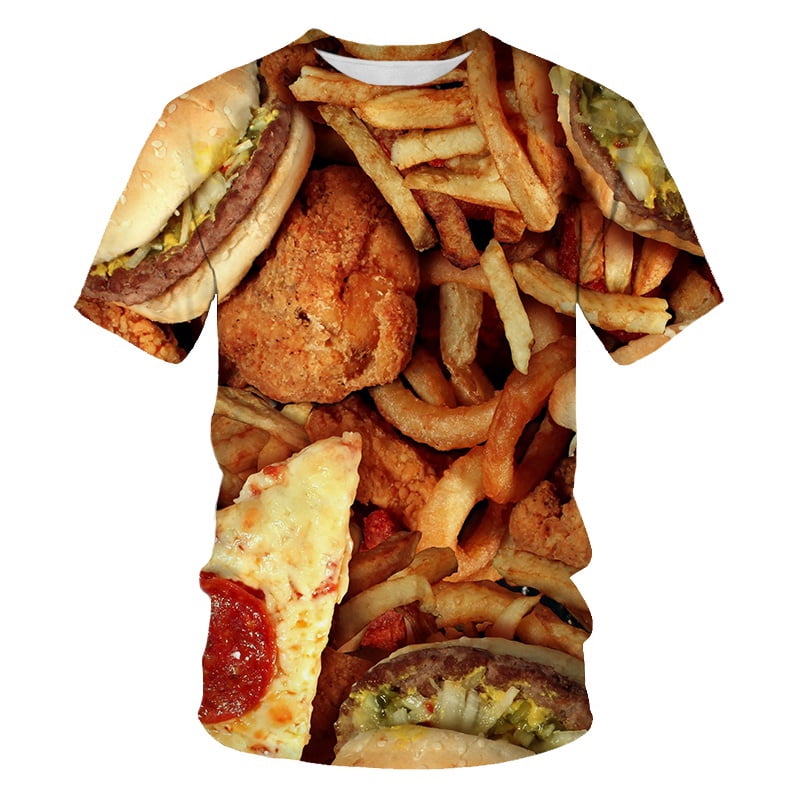 Hip Hop Parody Fun Food 3d-printed Men's T-shirt Hamburger Fries Fried ...