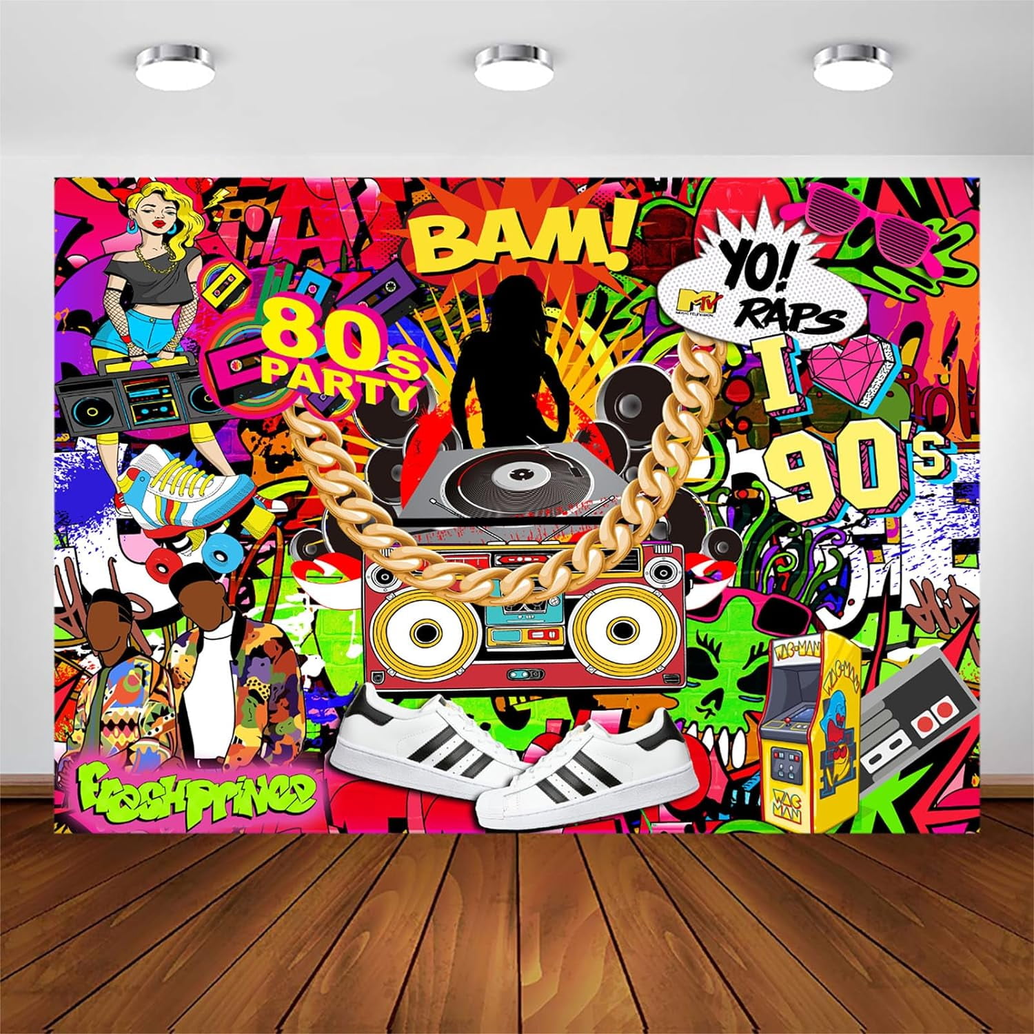 Hip Hop Party Backdrop Throwback I Love The 80S 90S Graffiti Wall Photo ...