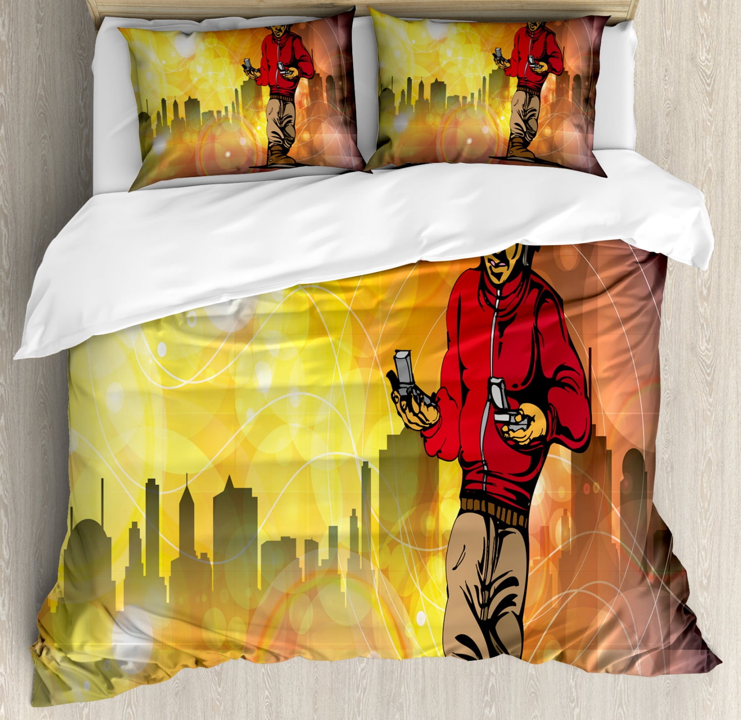 Hip Hop Queen Size Duvet Cover Set, Rap Music and Dance Themed Image ...