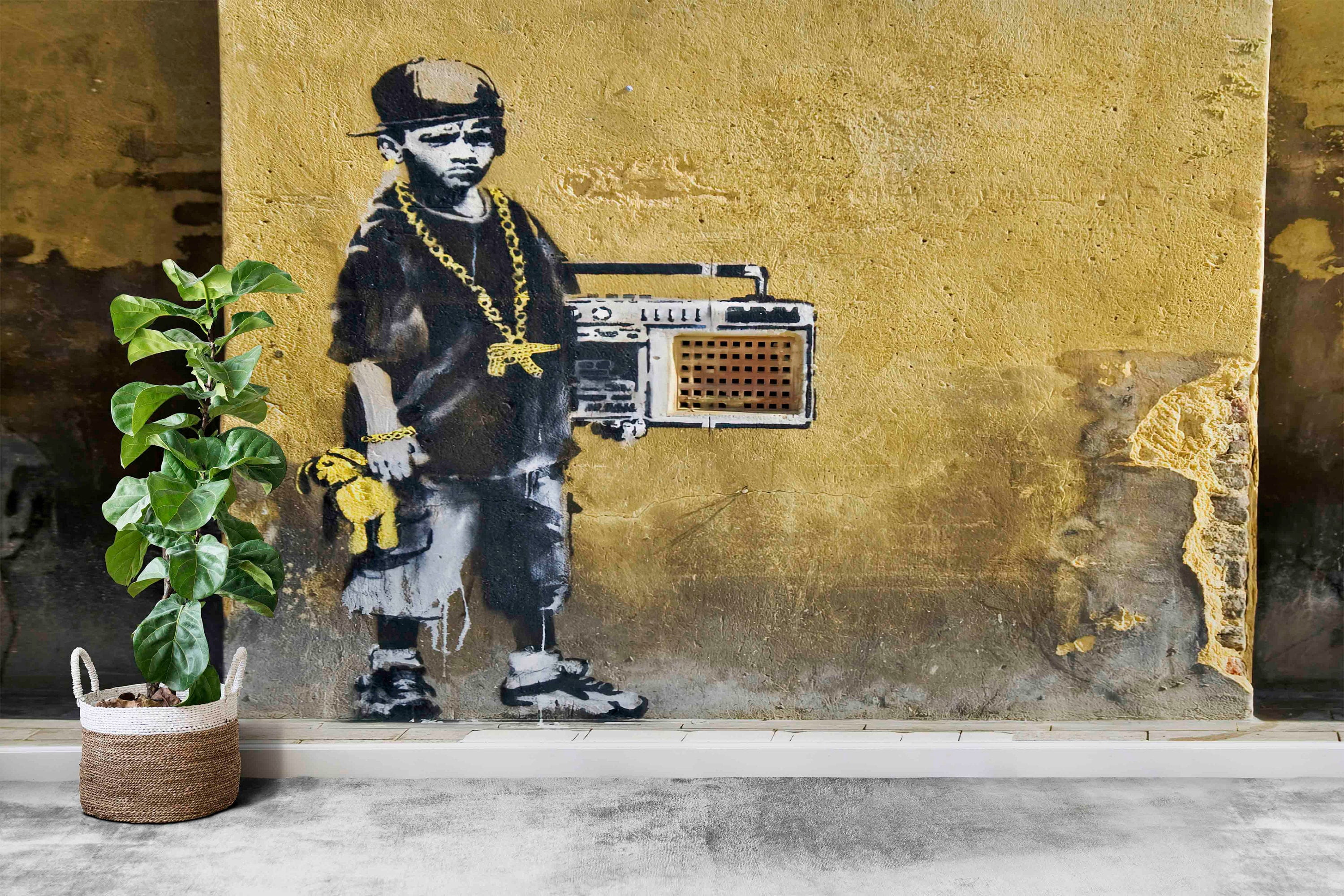 Hip Hop Rap Banksy Wall Mural, Custom Wallpaper, 3d Wallpaper, Modern ...