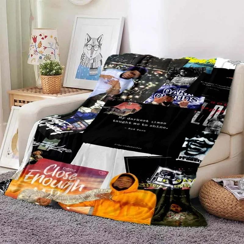 Hip Hop Rapper Blanket Rod Wave Flannel Blanket Soft Warm Throw Bedroom ...