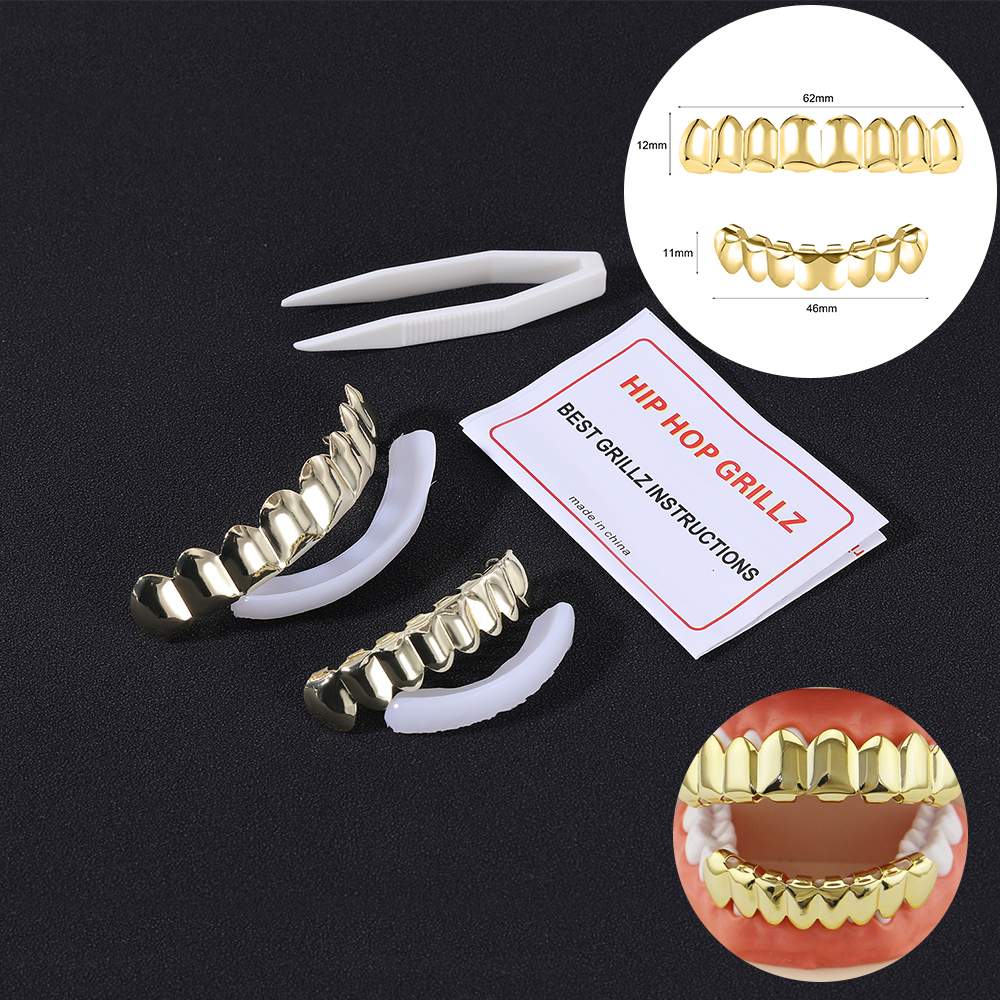 Hip Hop Rapper Dental Grillz 18K Gold Plated Cross Grillz Tooth Zircon ...