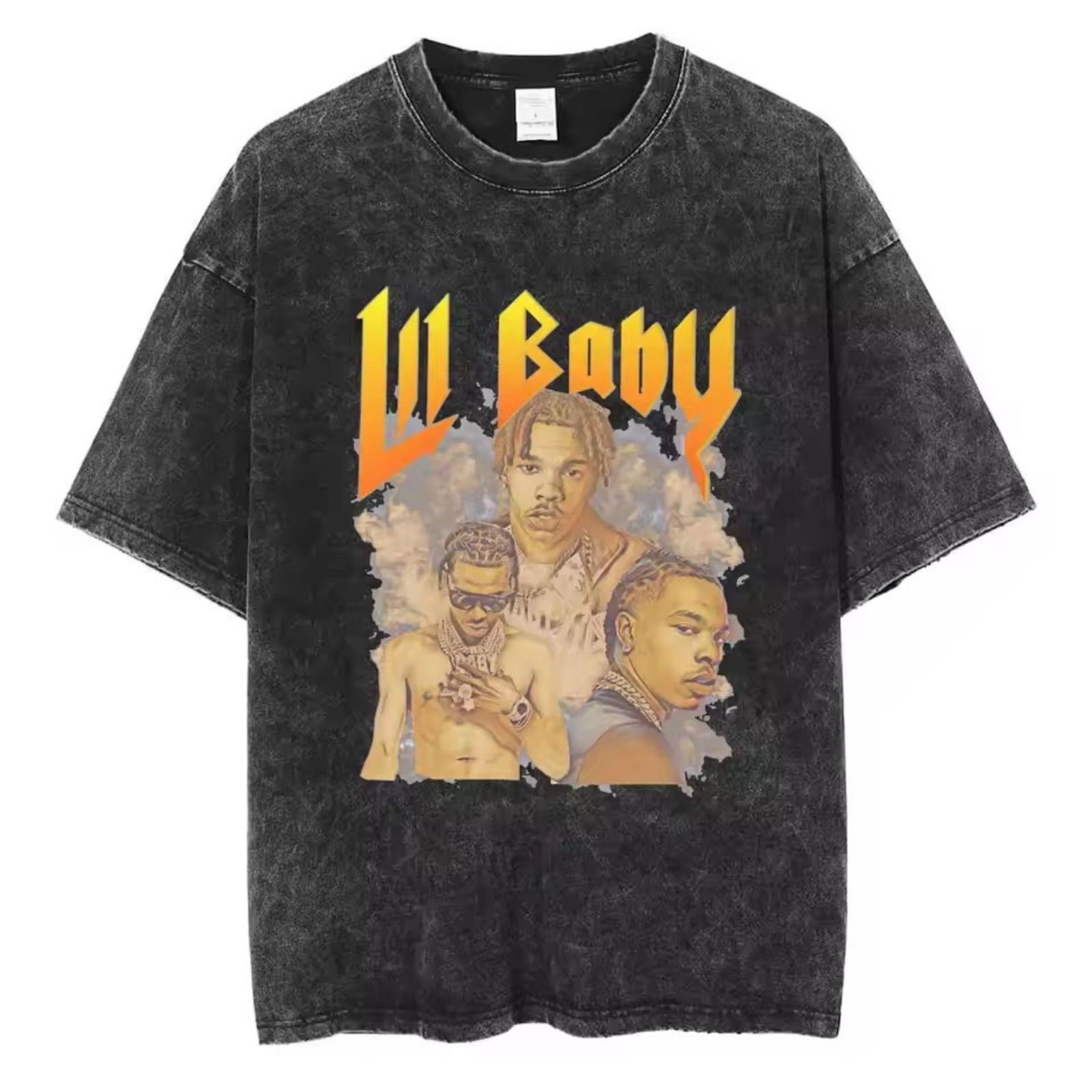 Hip Hop Rapper Lil Baby Shirt Cotton Street Washed Shirt Vintage Trend ...