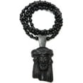 Hip Hop Rapper Style Black Jesus Head Pendant & 8mm 36" Plastic Bead ...