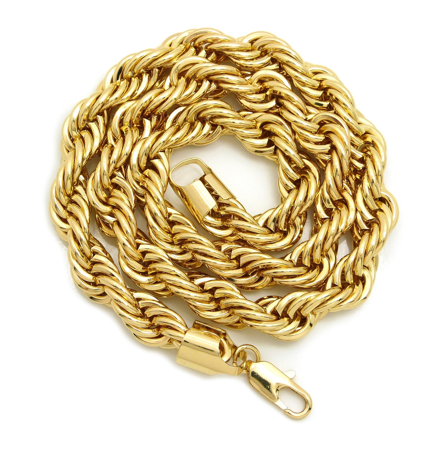 Hip-Hop Rapper's Style 12mm Rope Chain Necklace in Gold-Tone, 22 ...