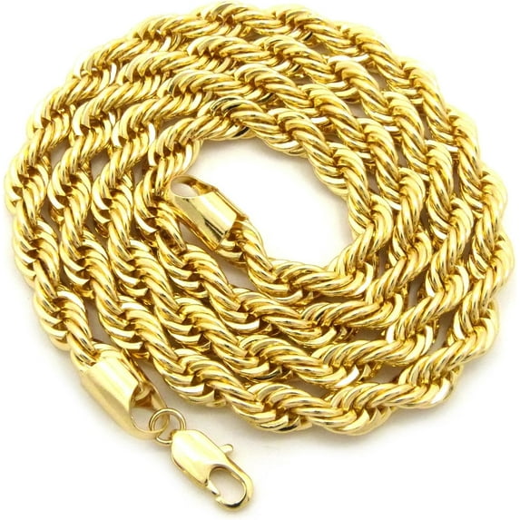 Hip-Hop Rapper's Style 8mm Rope Chain Necklace in Gold-Tone[x870 ...