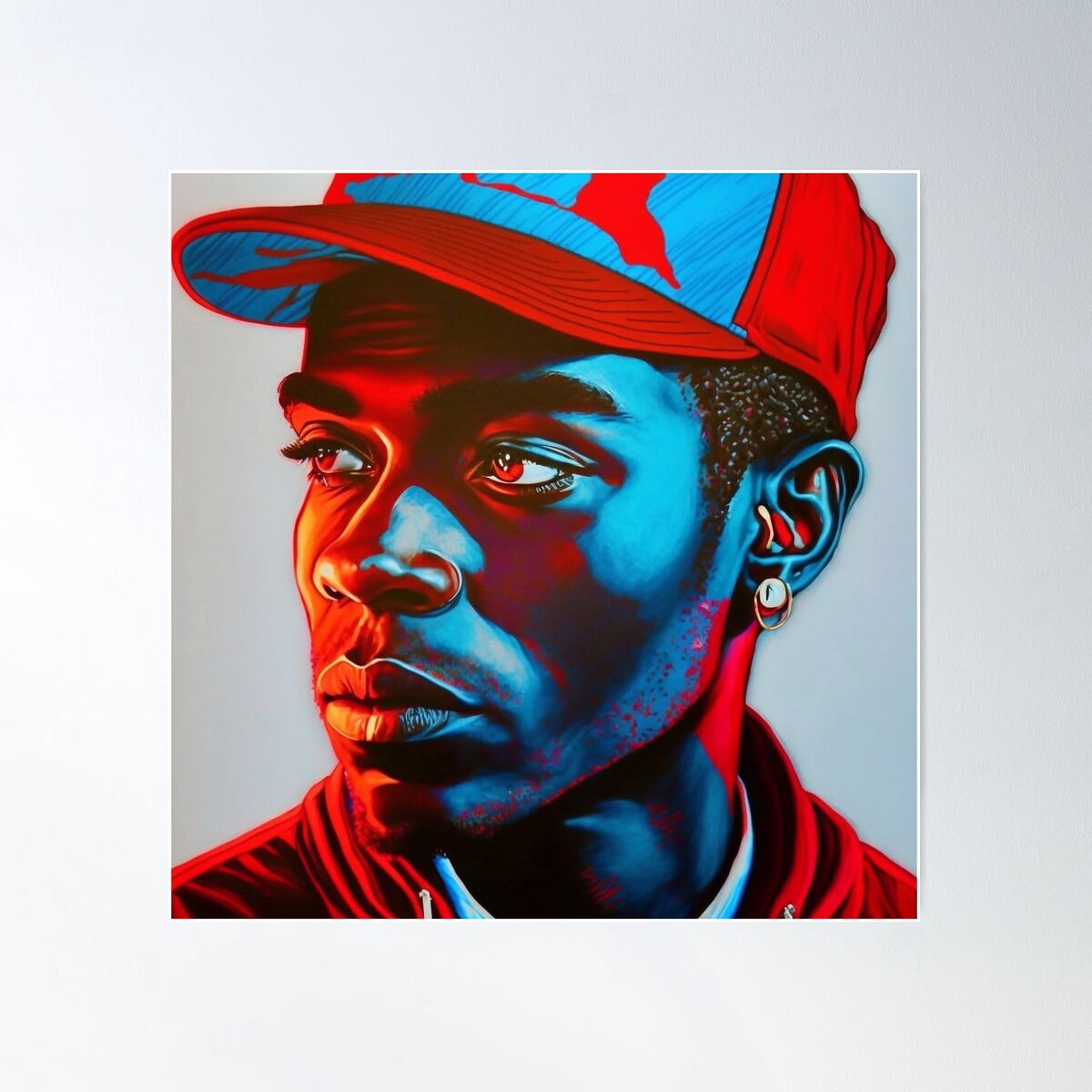 Hip-Hop Red & Blue Poster Wall Art, Modern Wall Decor For Living Room ...