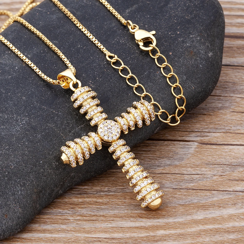 Hip Hop Rhinestones Paved Bling Iced Out 14K Yellow Gold Cylinder Cross ...