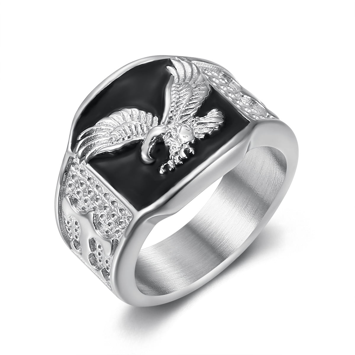 Hip Hop Rock 14K Yellow Gold Hawk Eagle Round Finger Rings for Men ...