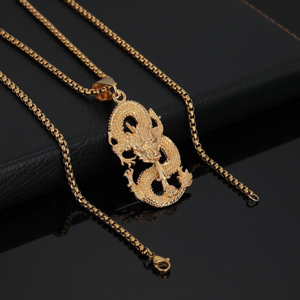 Hip Hop Rock Bling Iced Out 14K Yellow Gold Dragon Head Pendants ...