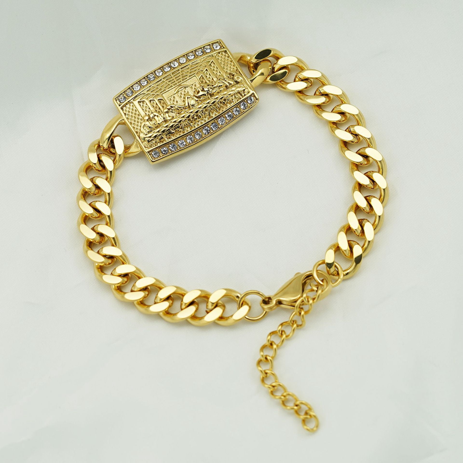 Hip Hop Rock Bling Iced Out 14K Yellow Gold The Last Supper Link Chain ...