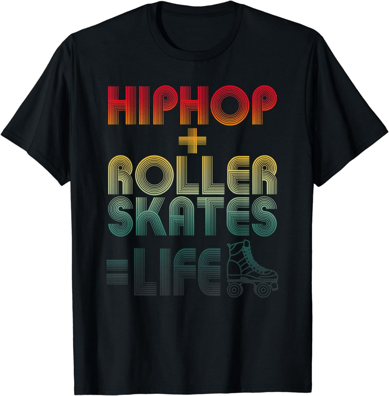 Hip Hop + Roller Skates = Life Retro Old School Skating T-Shirt - Walmart.com
