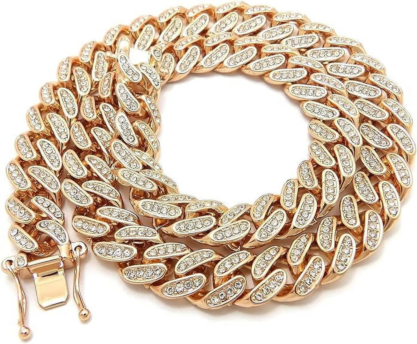 Hip Hop Rose Gold Plated Cubic Zirconia 12mm 20" Full Iced Miami Cuban ...