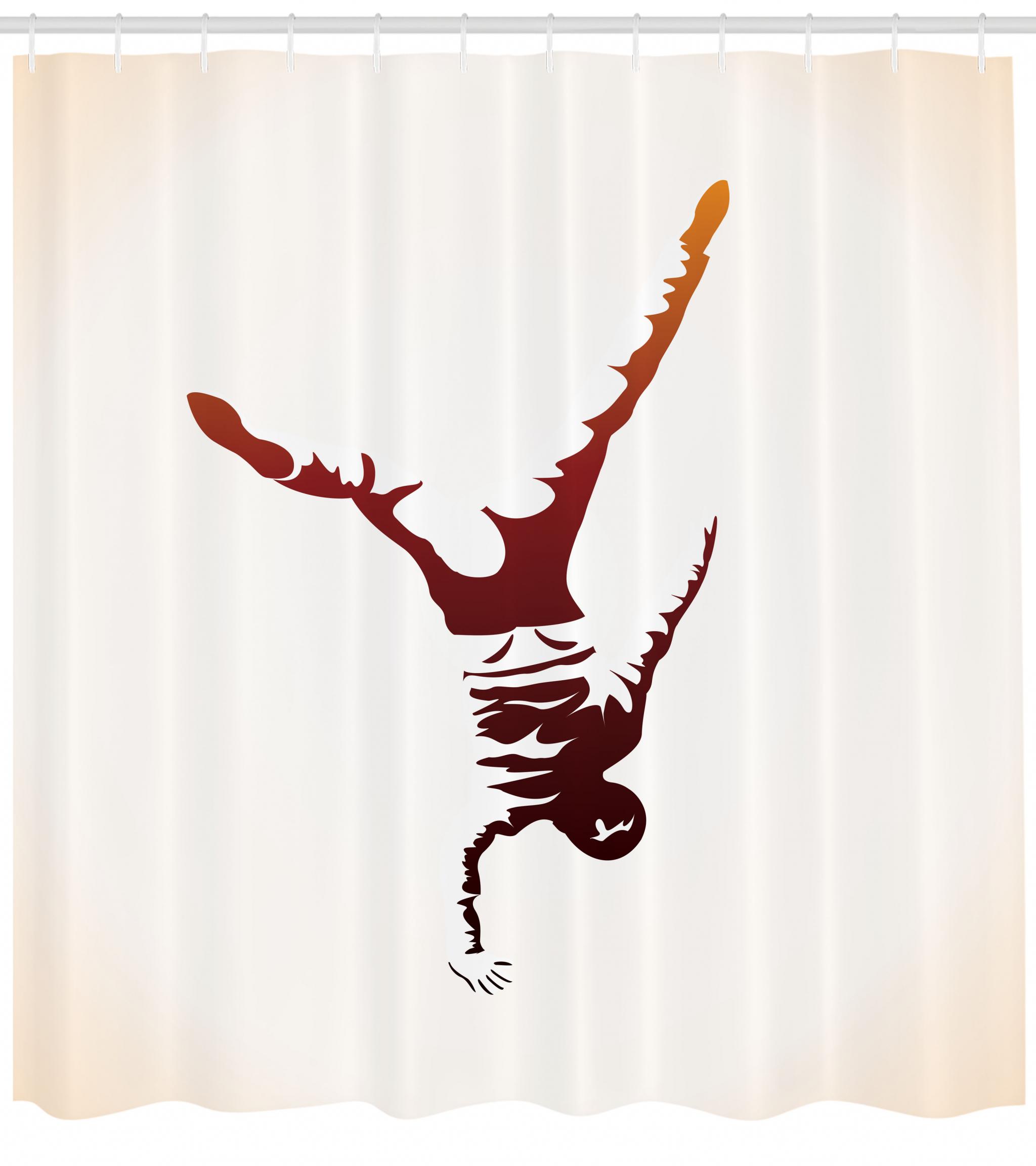 Hip Hop Shower Curtain, Silhouette Breakdancer on Hand Stand in Motion ...