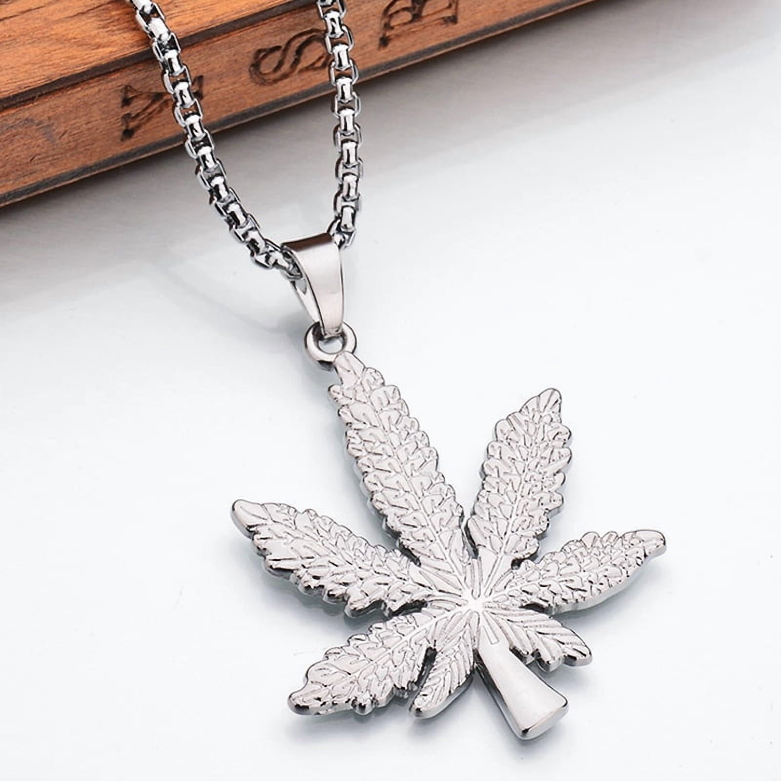 Hip Hop Silver Maple Leaf Necklace Unisex Fashion Jewelry Pendant ...