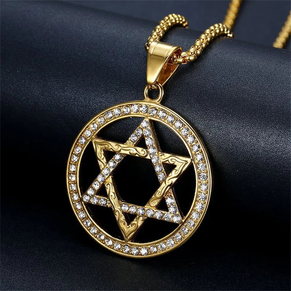 Hip Hop Star of David Pendant Necklace 14K Yellow Gold Hexagram ...