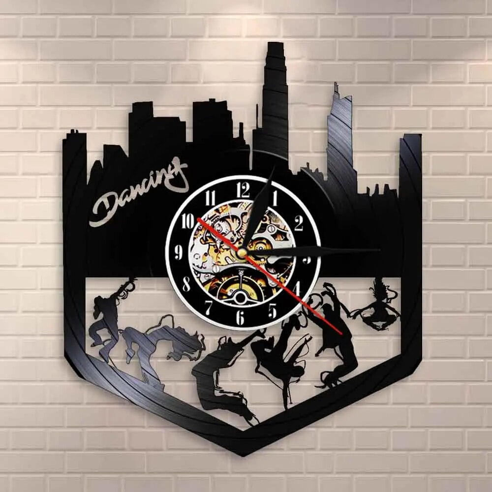 Hip Hop Street Dance Vinyl Wall Clock,Vinyl Record Clock Wall Art Black ...