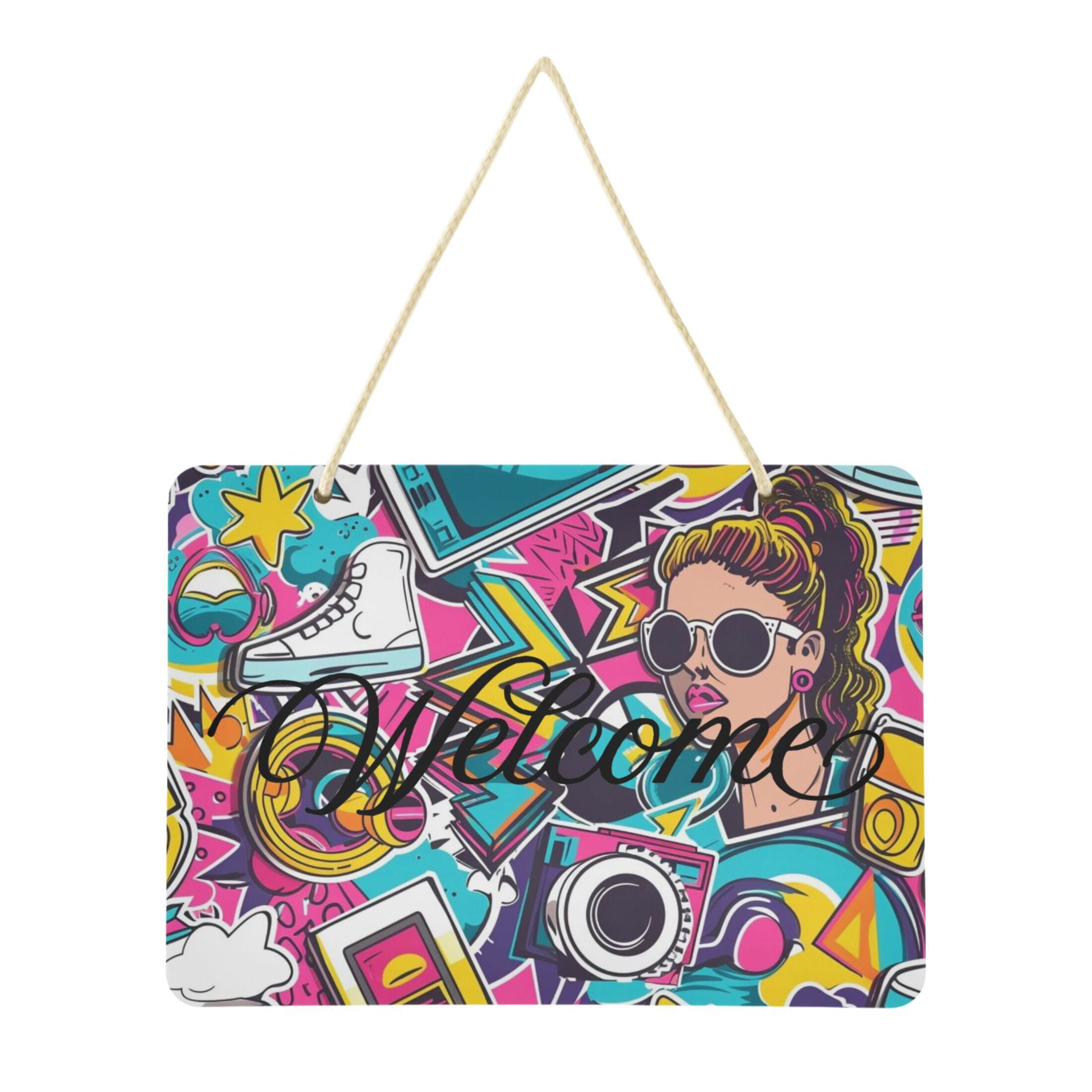Hip Hop Street Graffiti Welcome Sign Front Door PVC 14x10 inch Hanger ...