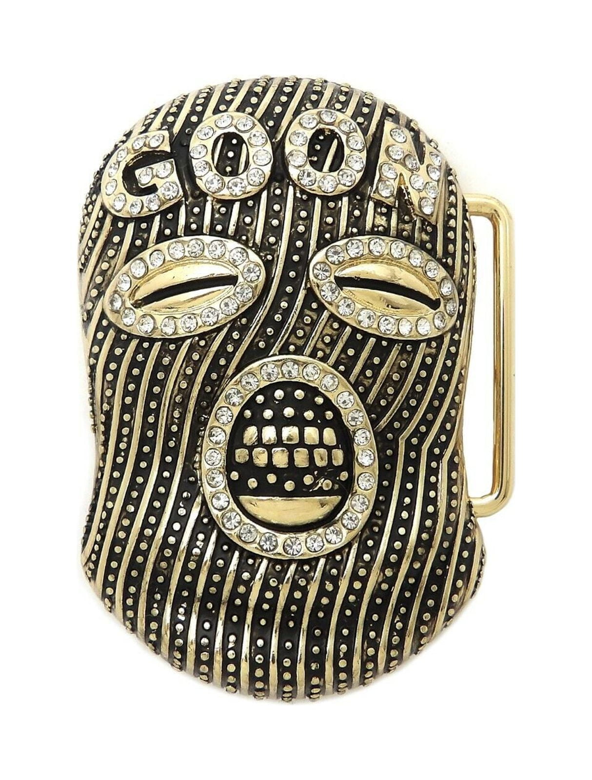 Hip Hop Style Collection Rapper Gold PT Iced Goon Mask Buckle & Leather ...