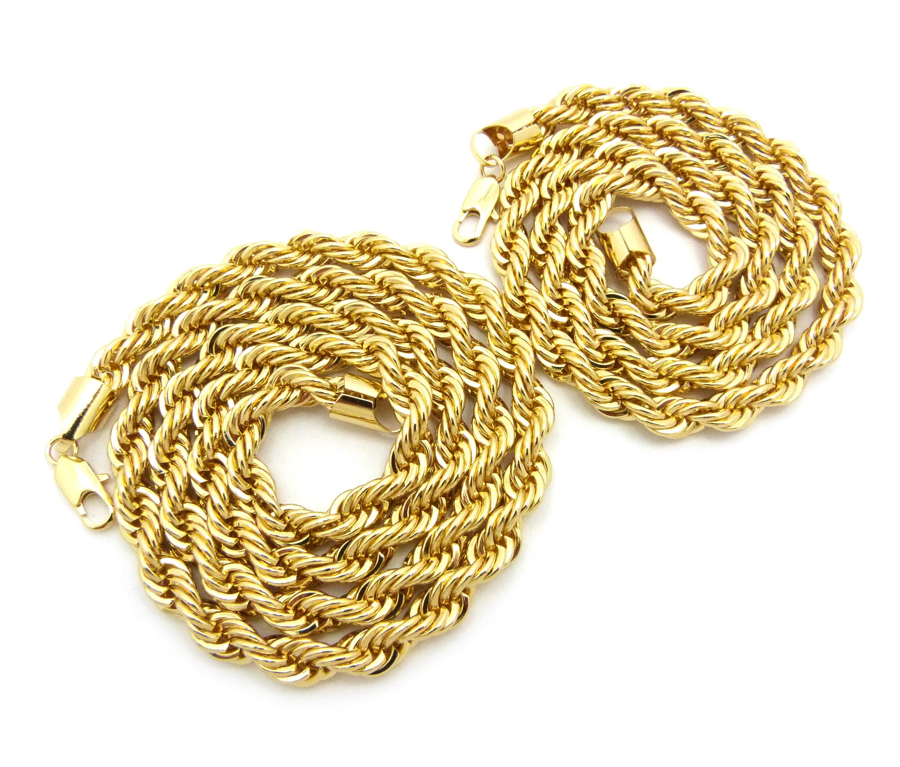 Hip-Hop Style Rapper 8mm 24" & 30" Gold-Tone Rope Chain Necklace Set ...