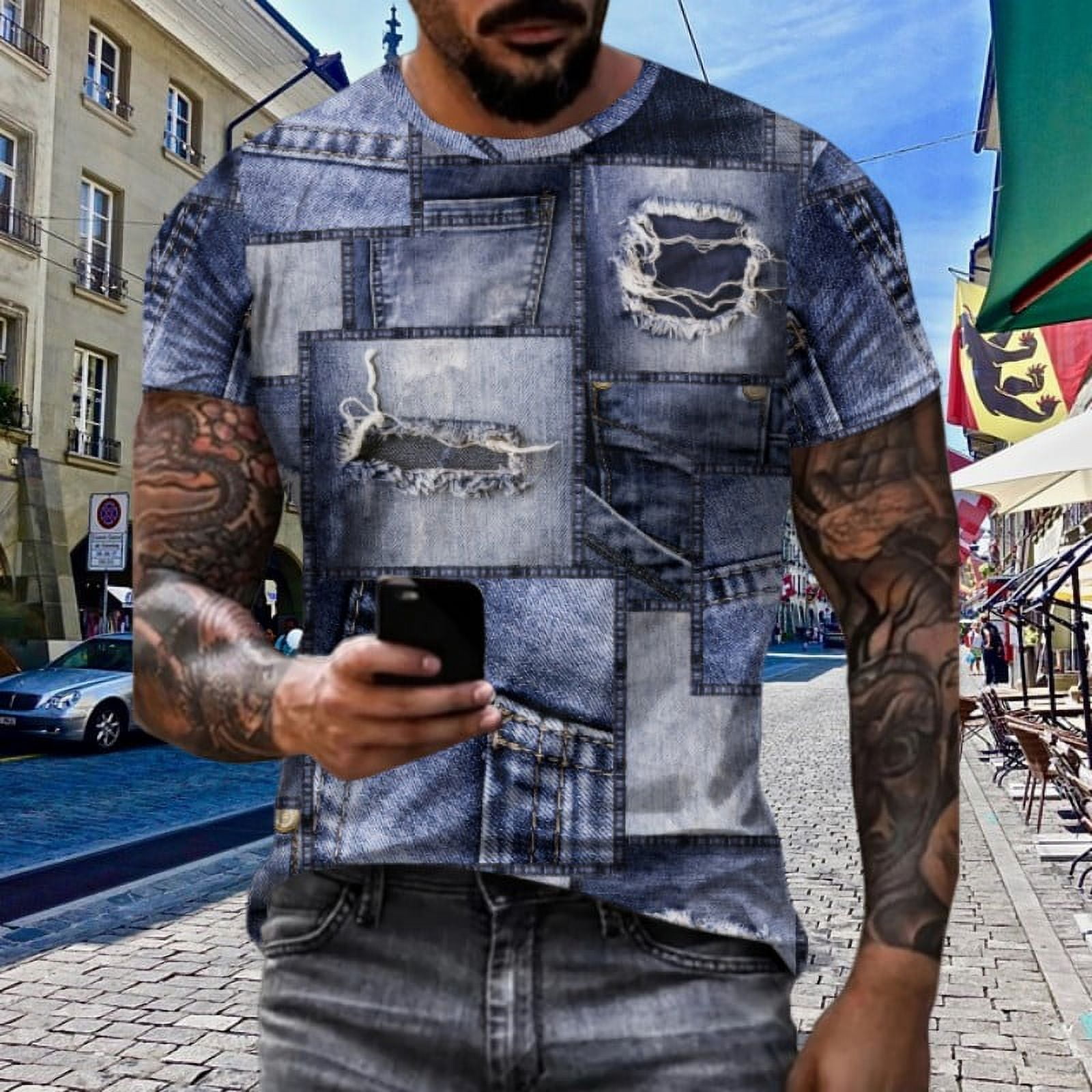 Hip Hop Summer Men Patch Patchwork 3d Printed T-Shirt Fashion Funny ...