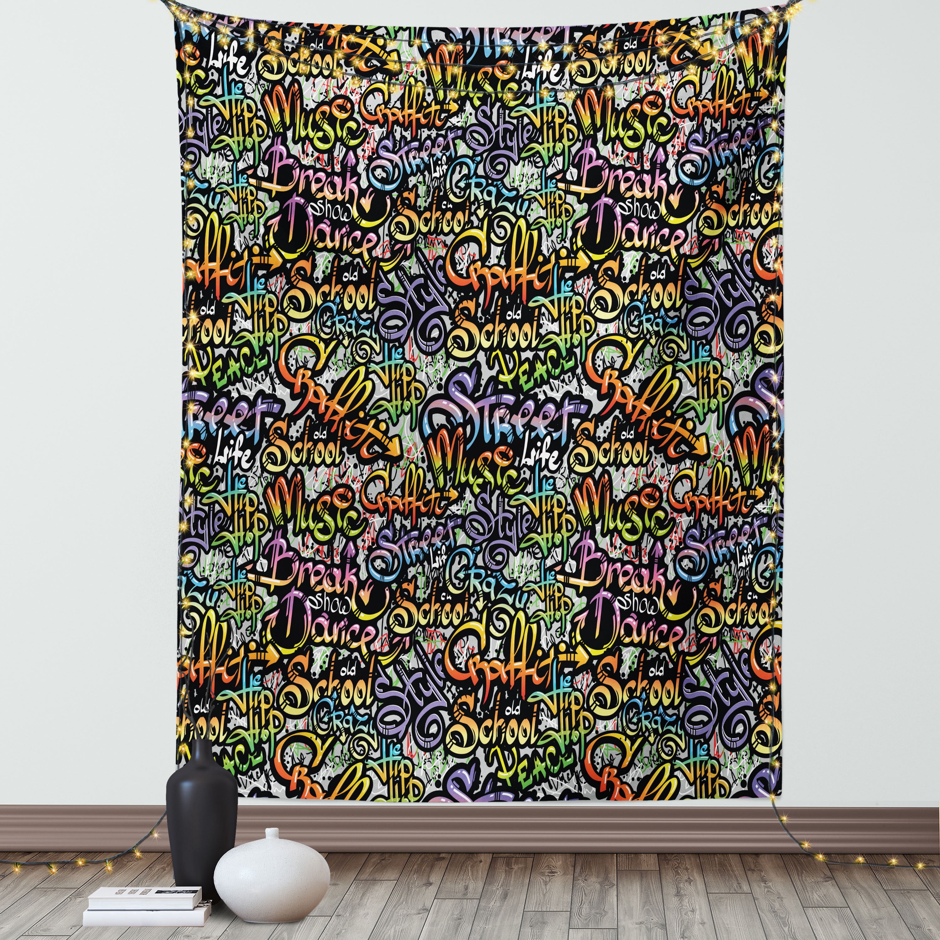 Hip Hop Tapestry, Grafitti Spray Paint Style Background Ghetto Street ...