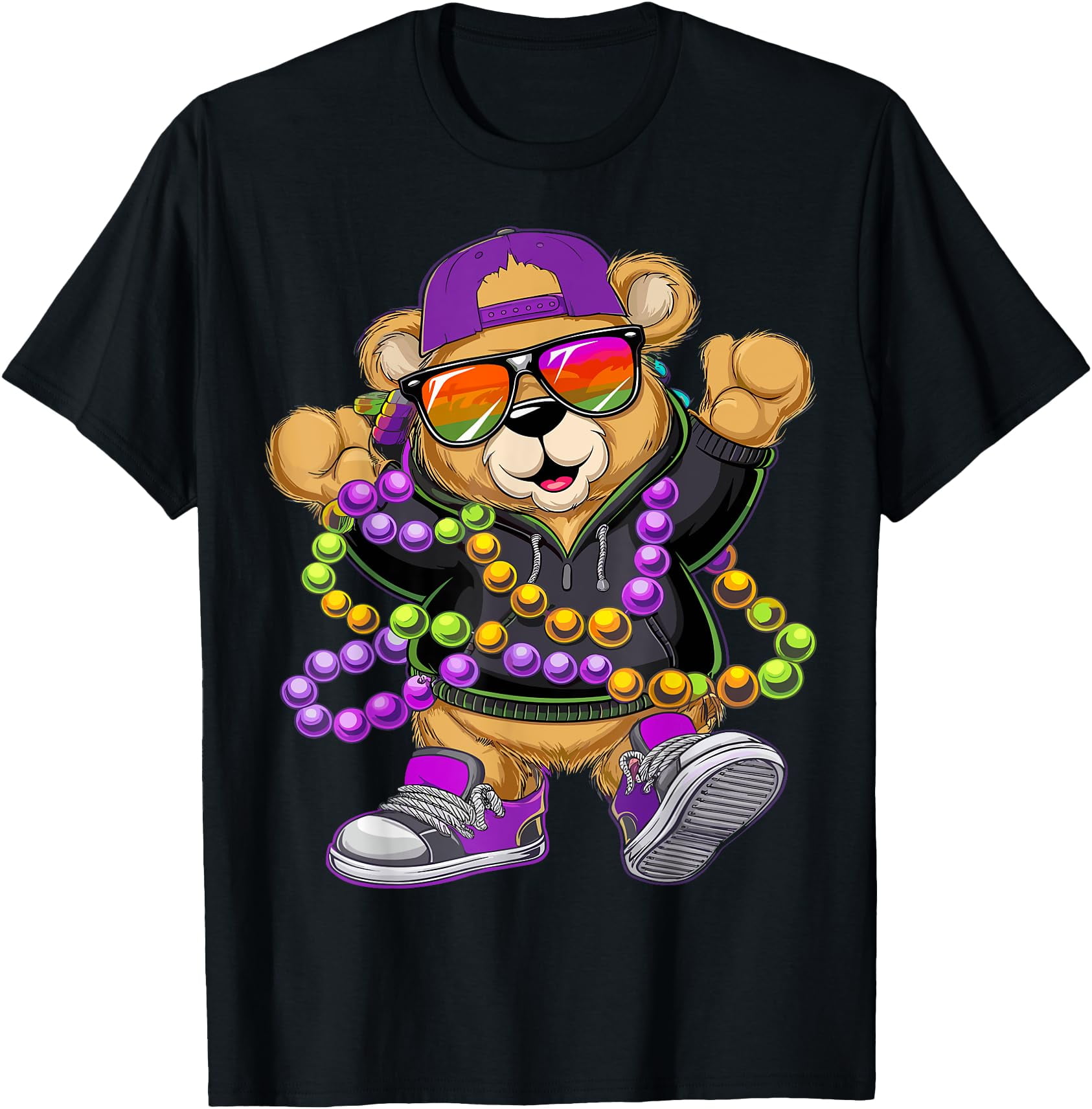 Hip Hop Teddy Bear 2025 New Orleans Party Tee Mardi Gras Festival, Fat ...