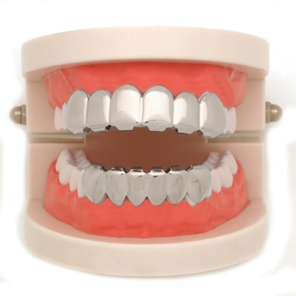 Hip Hop Teeth Grillz Caps Top & Bottom Grill Fang Set, 6 Teeth Grillz ...