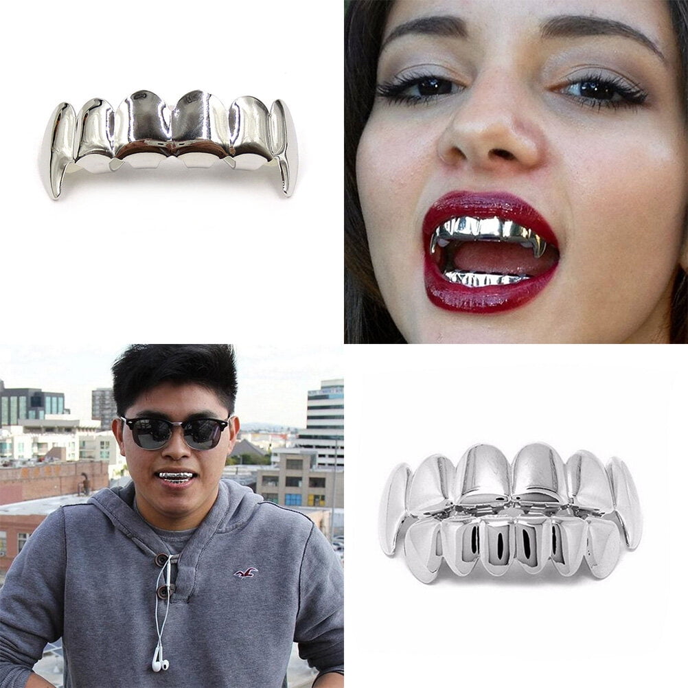 Hip Hop Teeth Hip Hop Jewelry Silver Teeth Braces and Bottom Set Shiny ...