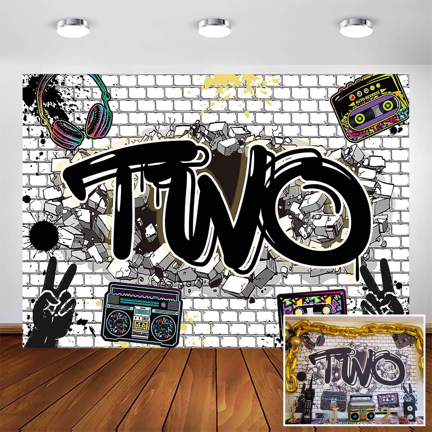 Hip Hop Theme 2nd Birthday Backdrop Two Legit to Quit Birthday Party ...