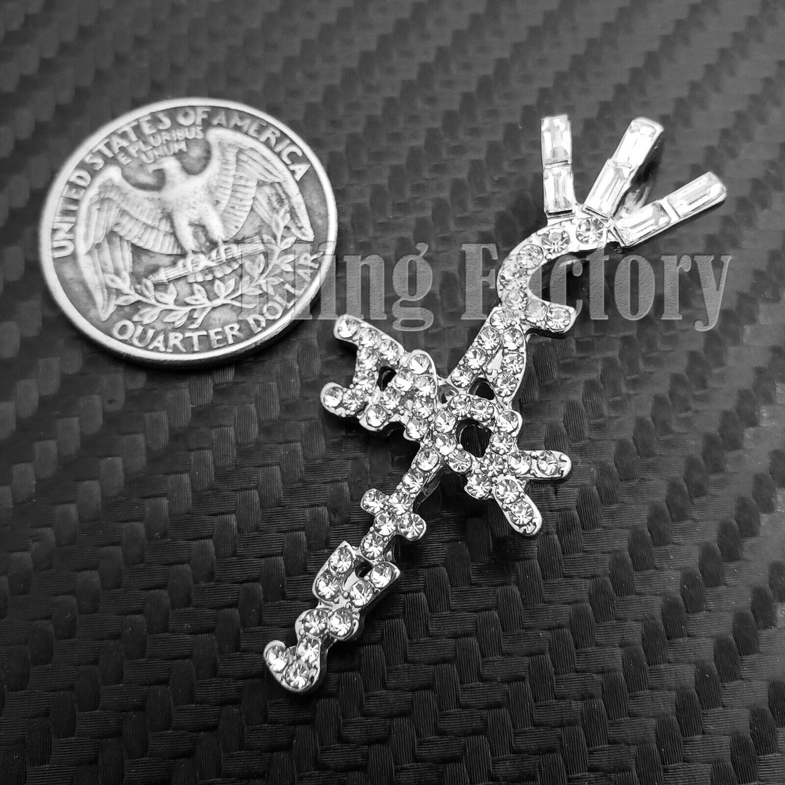 Hip Hop Travis Scott Cactus Jack Cross Pendant 18" 20" 24" Cuban Chain ...