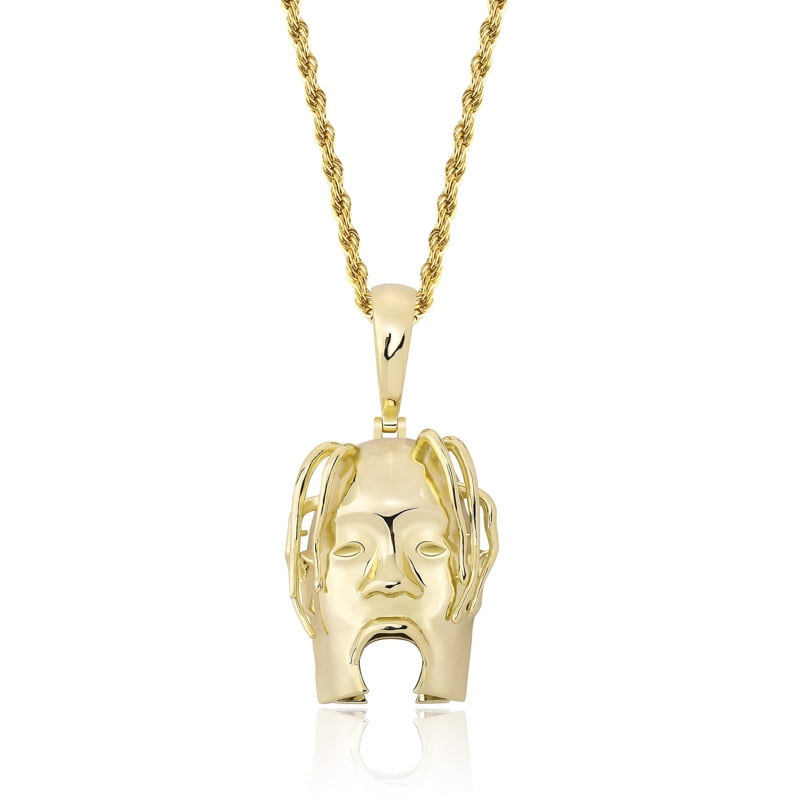 Hip Hop Travis ScottS Rapper Character Avatar 14K Yellow Gold Pendants ...