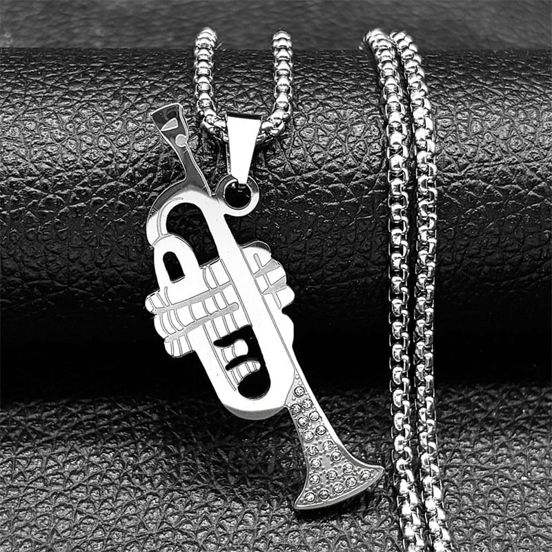 Hip Hop Trumpet Pendant Necklace 14K Yellow Gold Instrument Shape ...