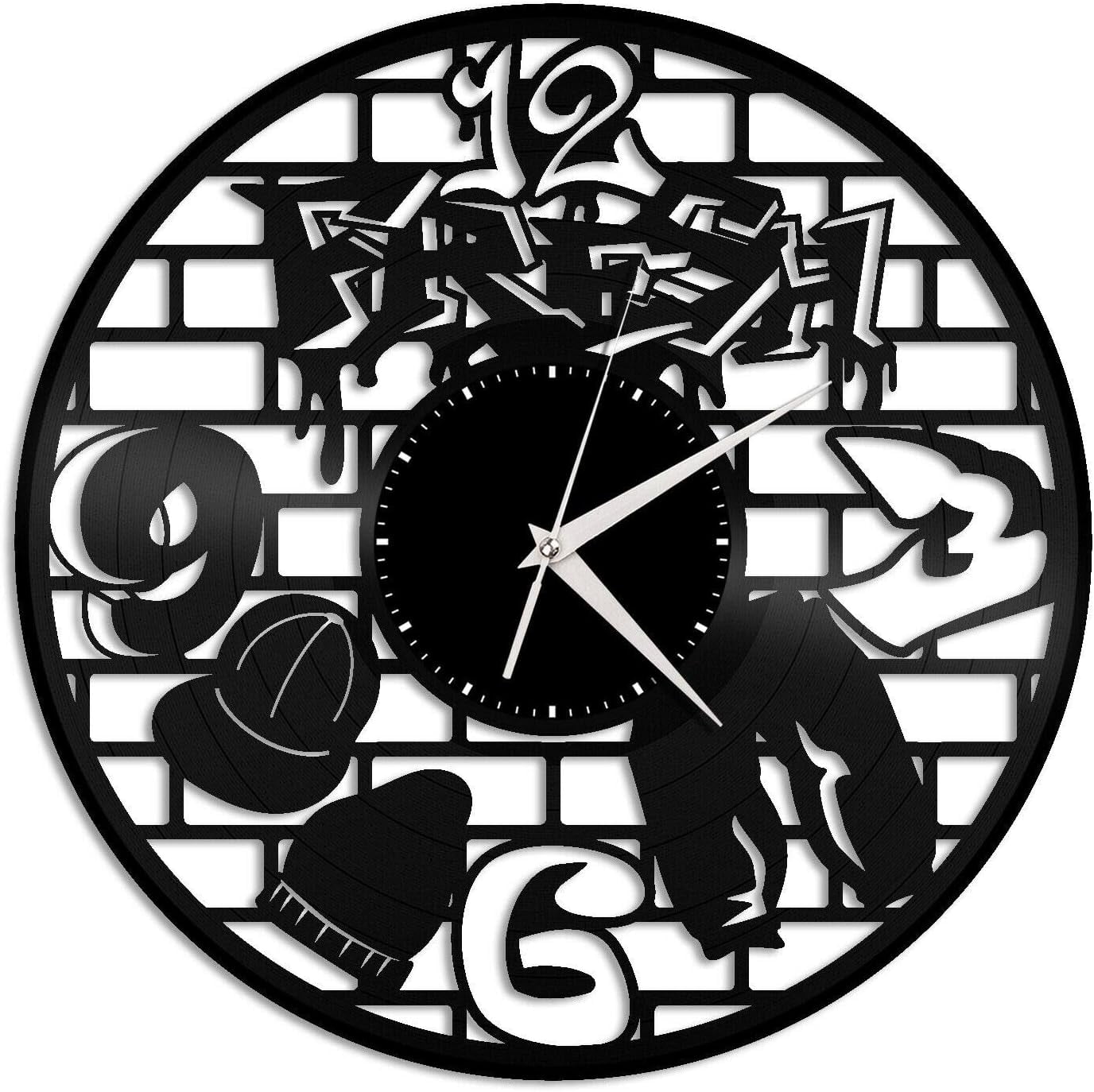 Hip Hop Vinyl Wall Clock,Vinyl Record Clock Wall Art Unique Room ...