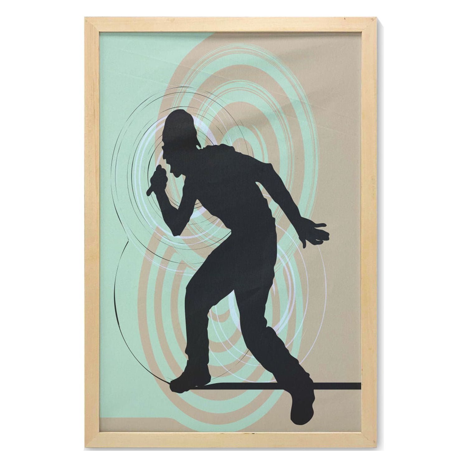 Hip Hop Wall Art with Frame, Rap Musician with Microphone Silhouette ...