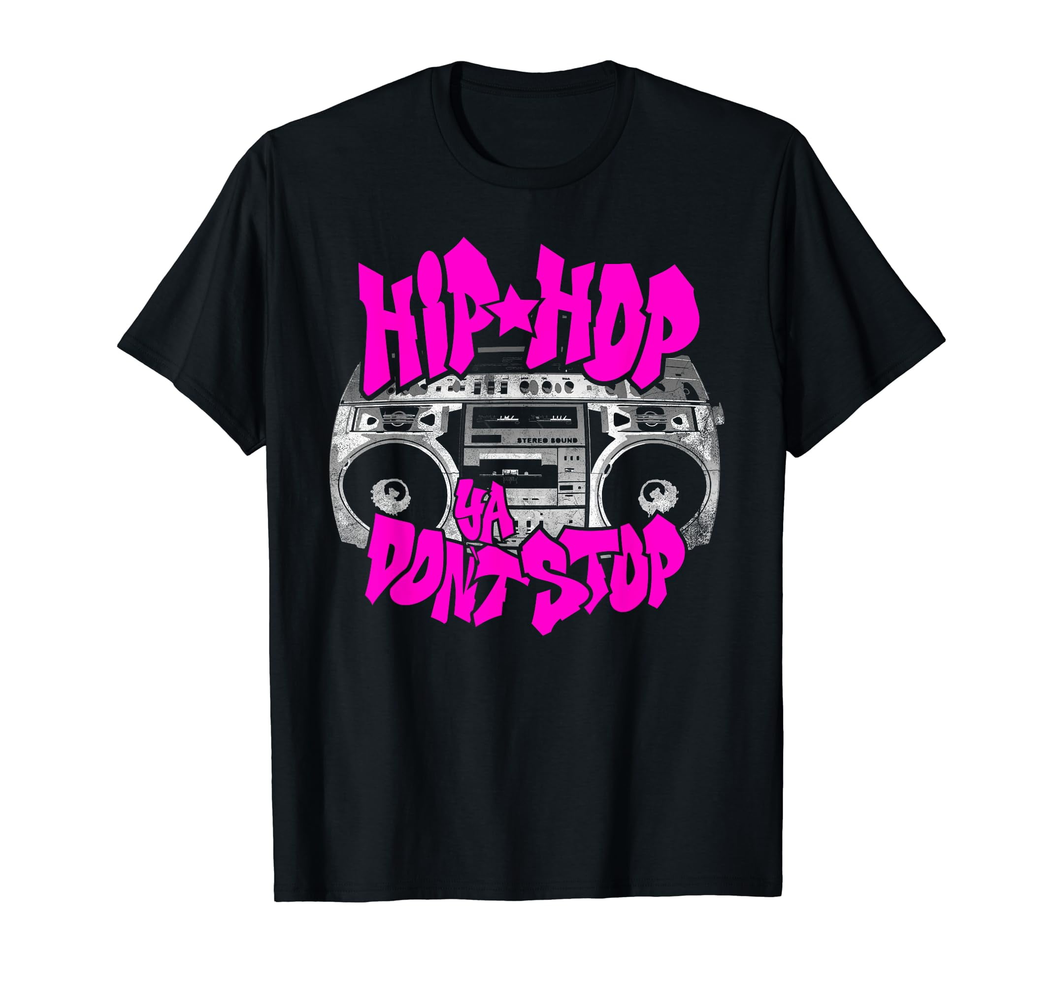 Hip Hop Ya Don't Stop, Old School 80s 90s Boombox Breakdance Black T-Shirt - Walmart.com