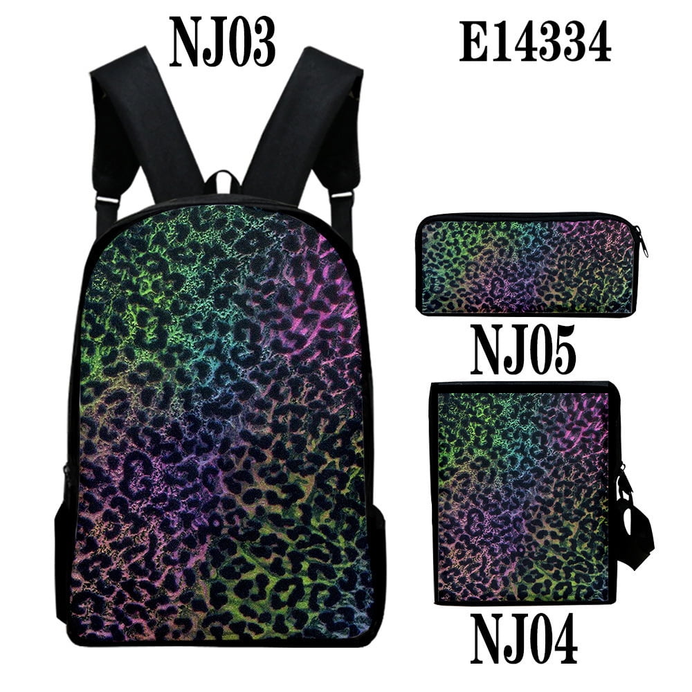 Hip Hop Youthful Animals Leopard 3D Print 3pcs/Set Student Travel bags ...
