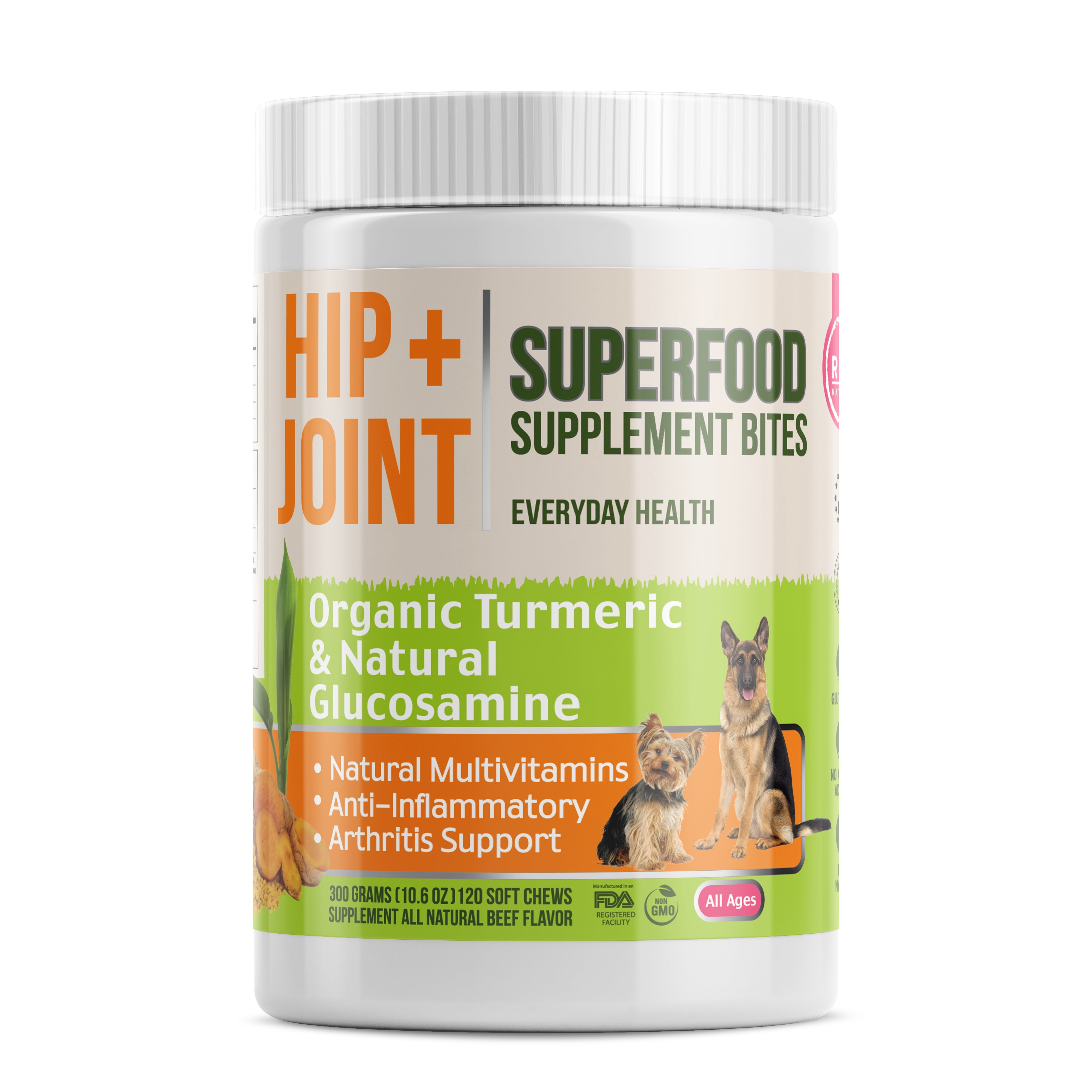 Hip and Joint Supplement for Dogs | Treats with Organic Turmeric and ...