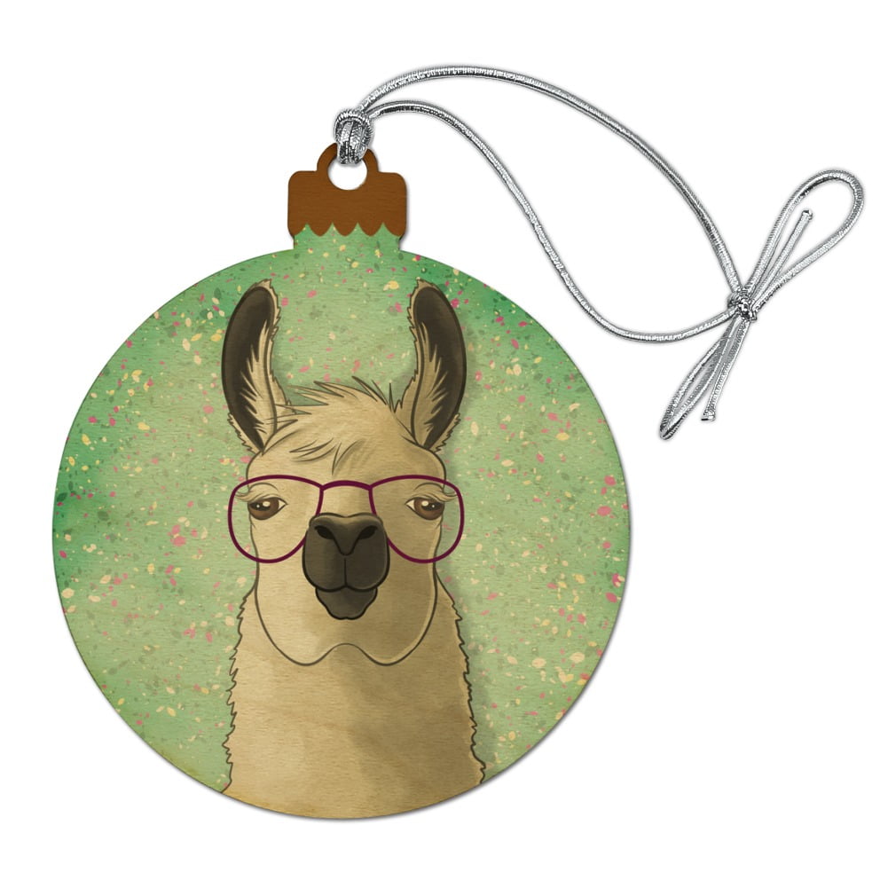 Hip Llama with Glasses Wood Christmas Tree Holiday Ornament - Walmart.com