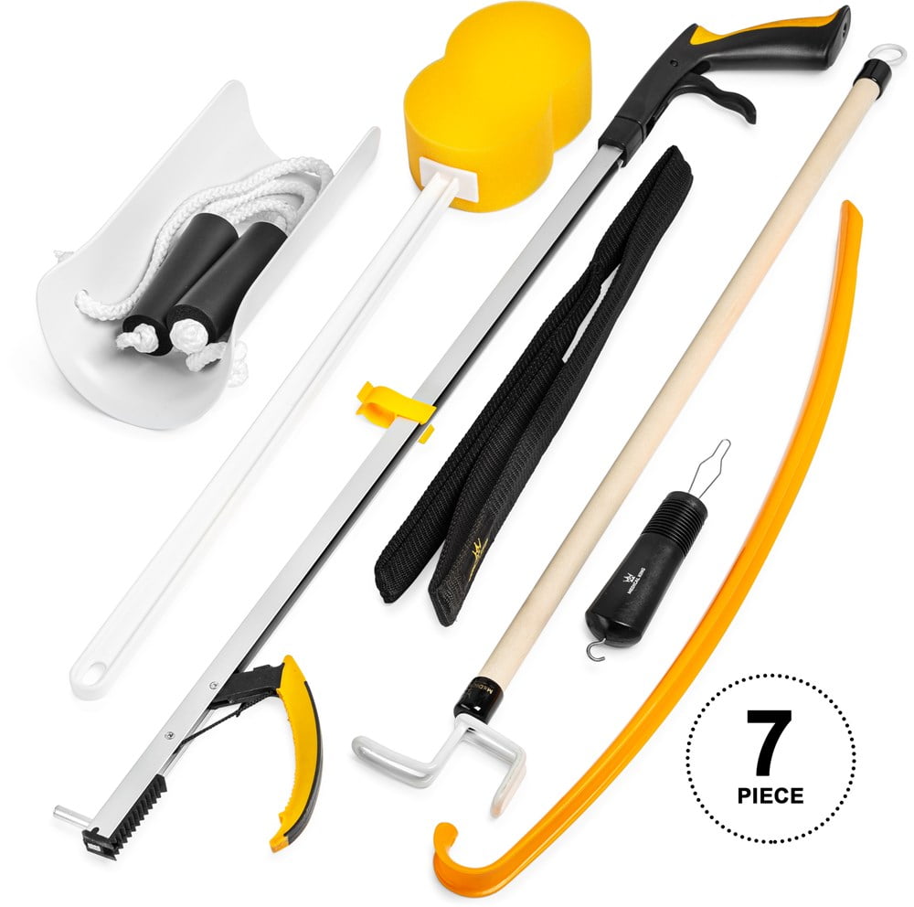 Hip Replacement Kit Set Of 7 includes 32" reacher grabber, sock aid ...