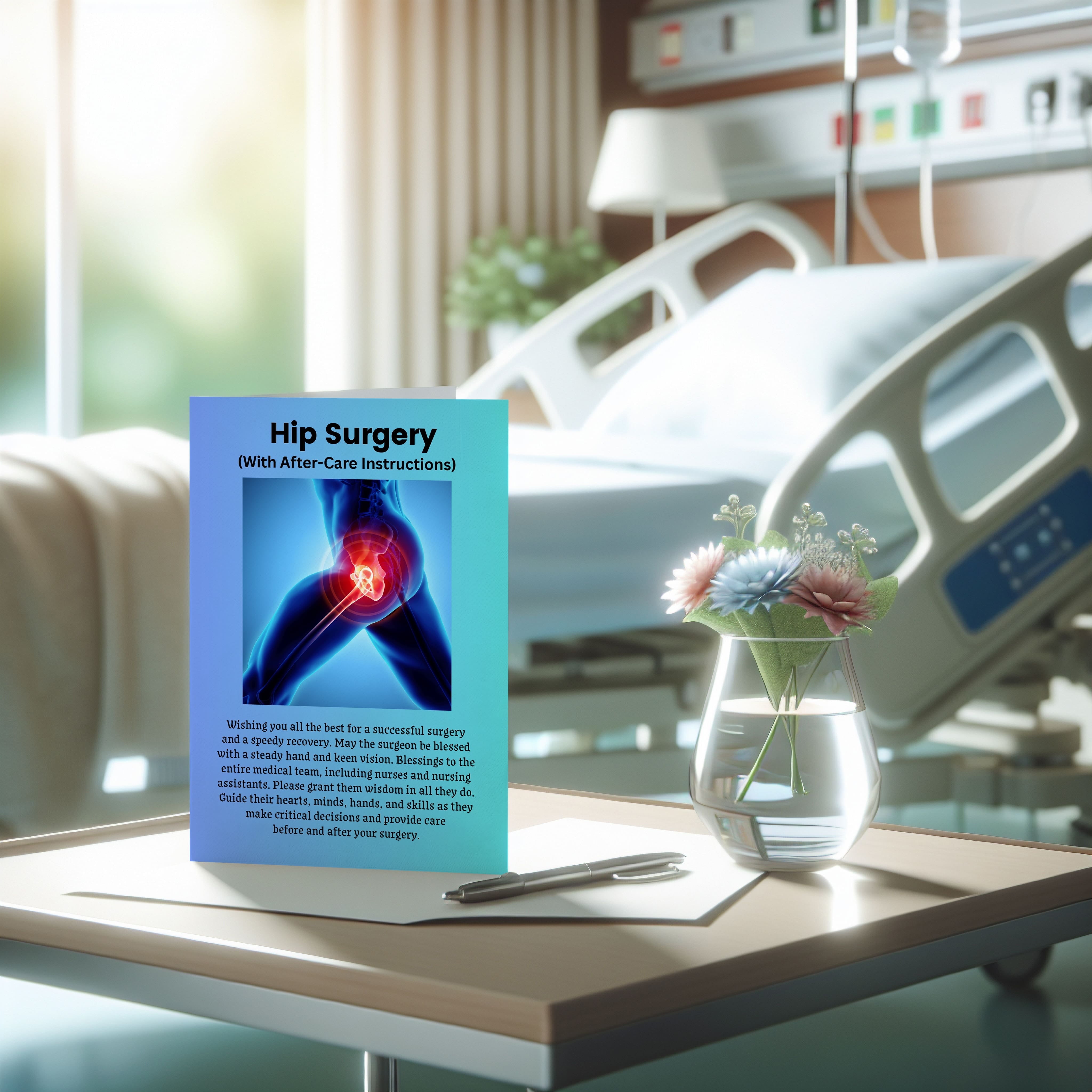 Hip Surgery Greeting Card with Universal/Standardized After-Care ...