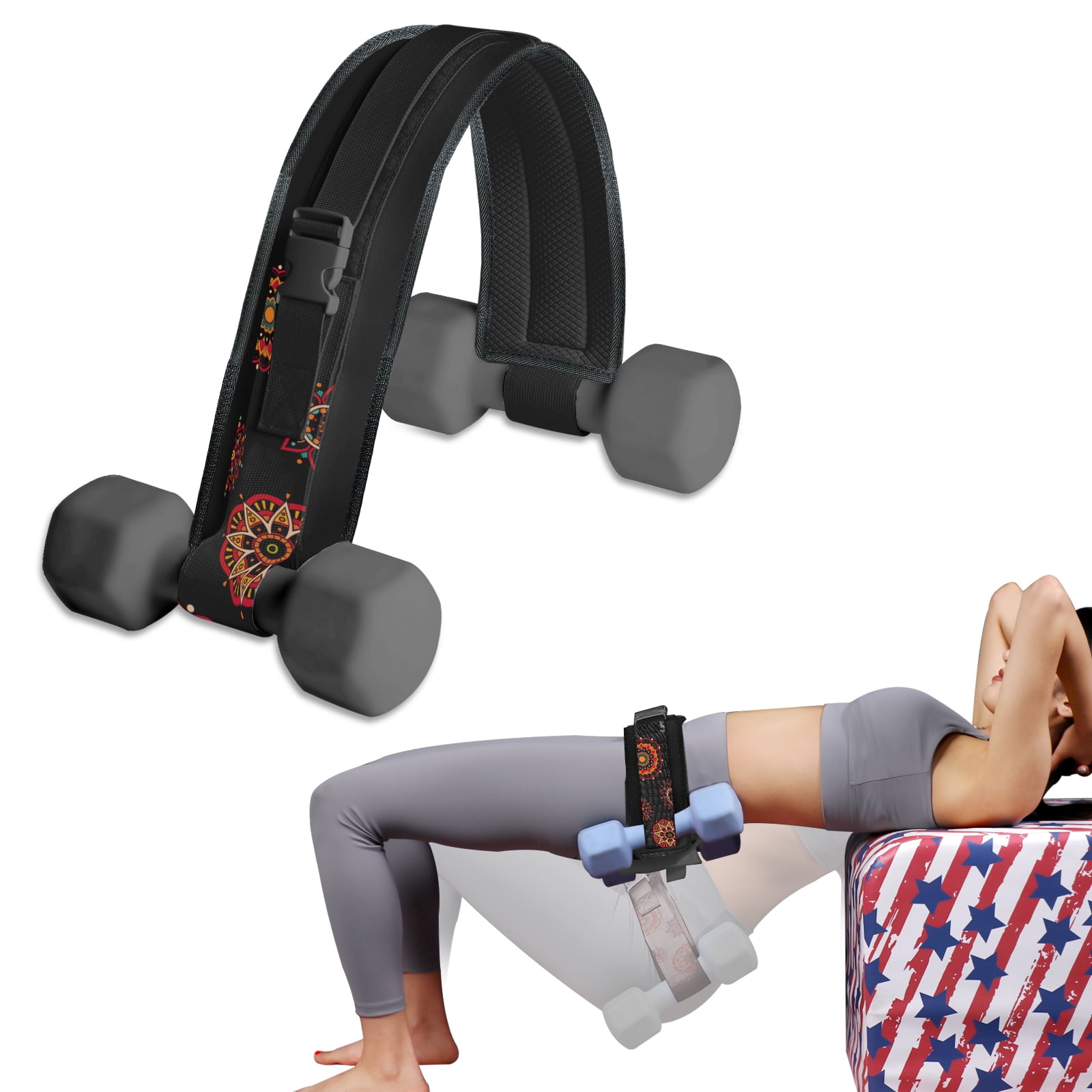 Hip Thrust Belt Glute Bridge Pad Workout with Dumbbells Kettlebells for ...