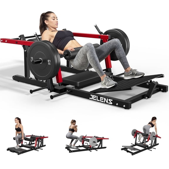 900 LBS Heavy Duty Hip Thrust Machine for Home Gym, Plate-Loaded Glute ...