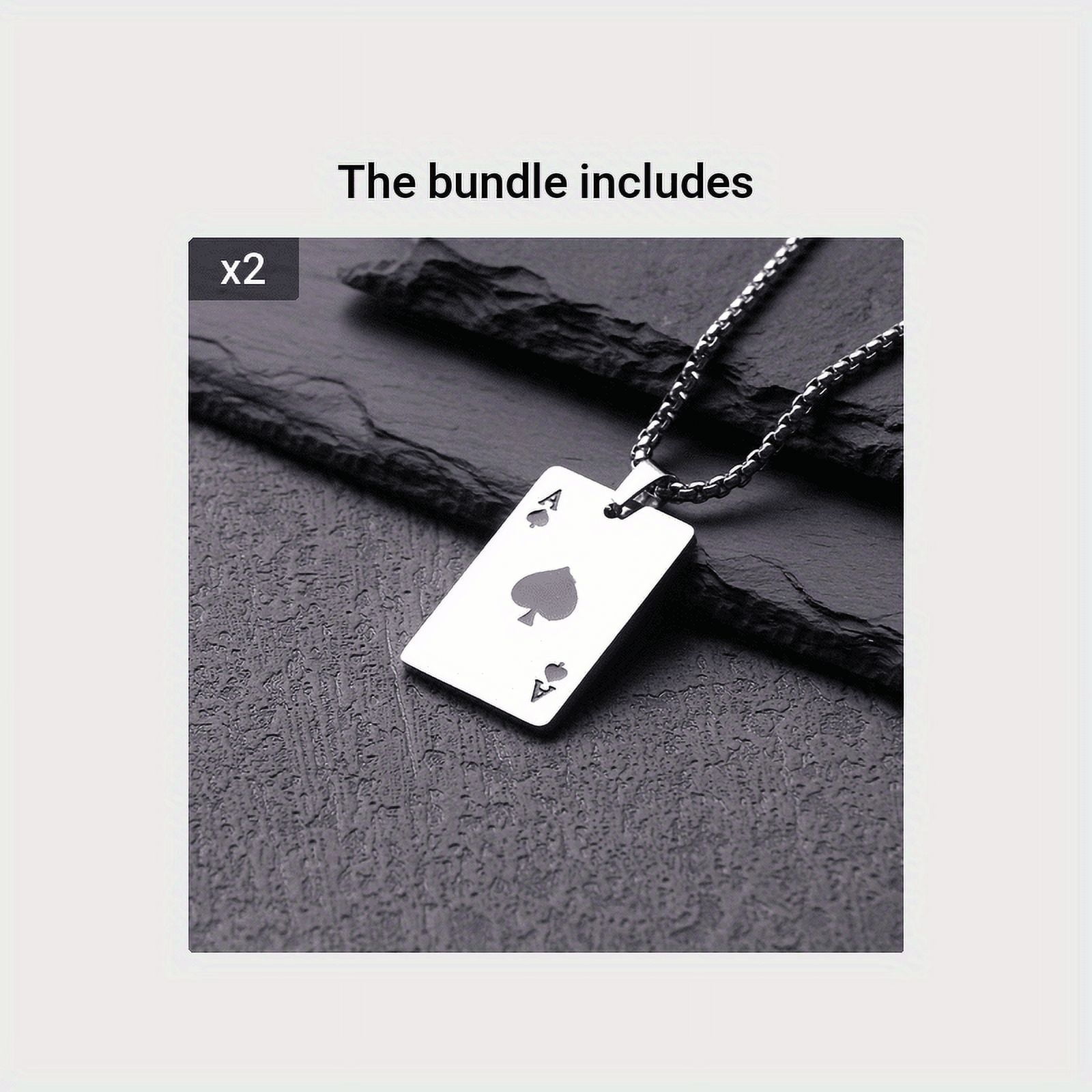Hip-hop Ace Poker Playing Card Spades Pendant Chain Necklace,Black*2 ...