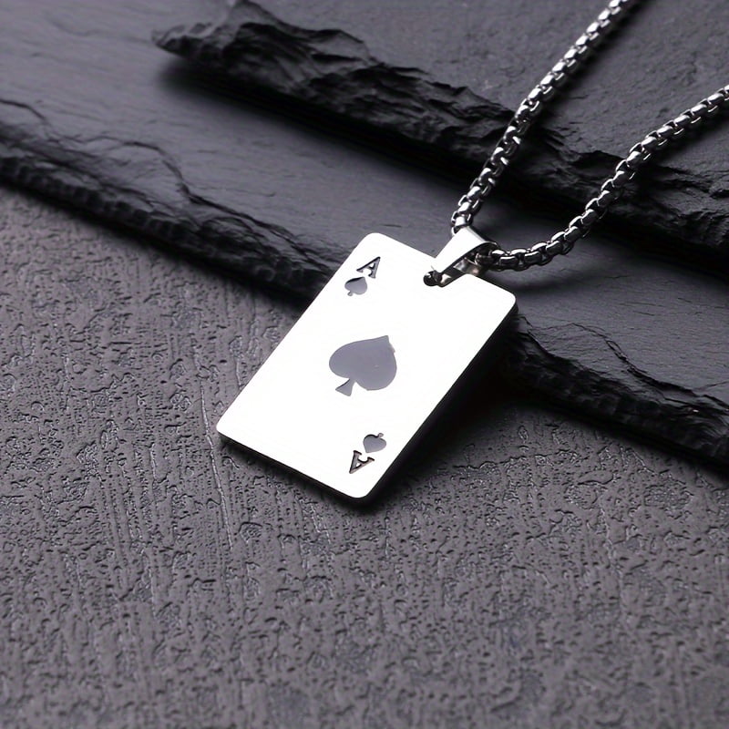 Hip-hop Ace Poker Playing Card Spades Pendant Chain Necklace,Black ...