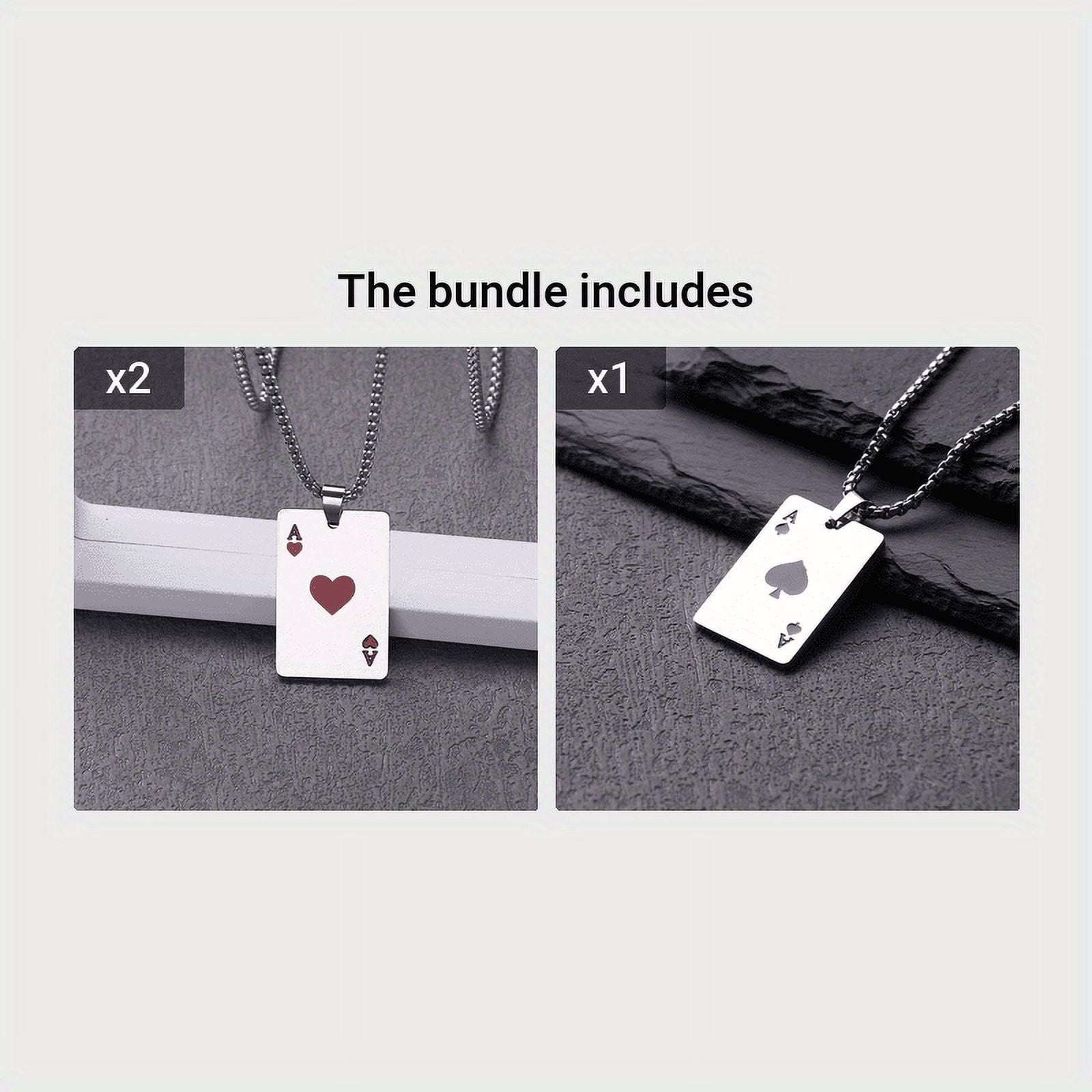 Hip-hop Ace Poker Playing Card Spades Pendant Chain Necklace,Red*2 ...