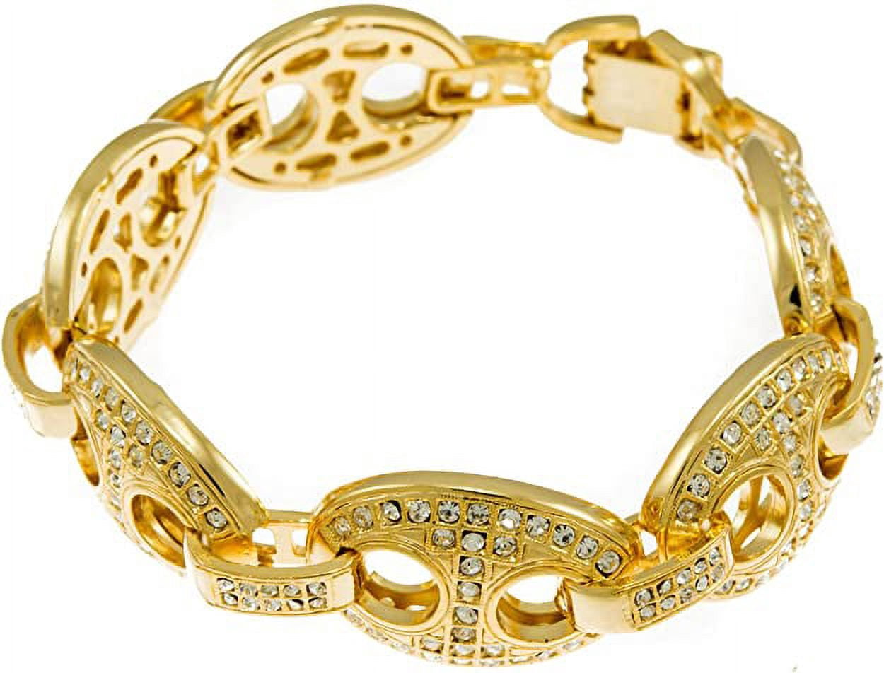 Hip-hop Gold Tone Mens Bling Iced Oval Link Covered with Cz - Walmart.com