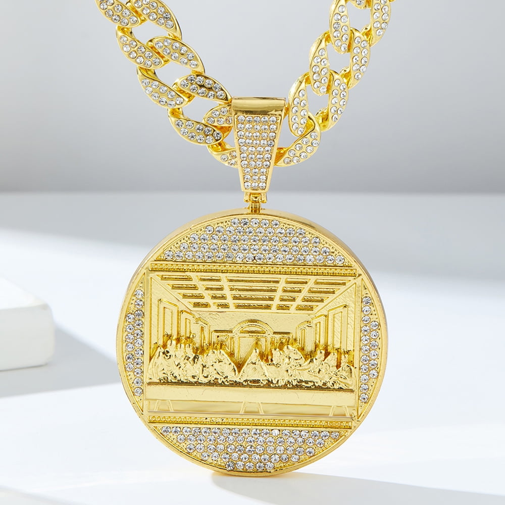 Hip hop Last Supper Pendant Jewelry Necklace Rap Singer 14K Yellow Gold ...