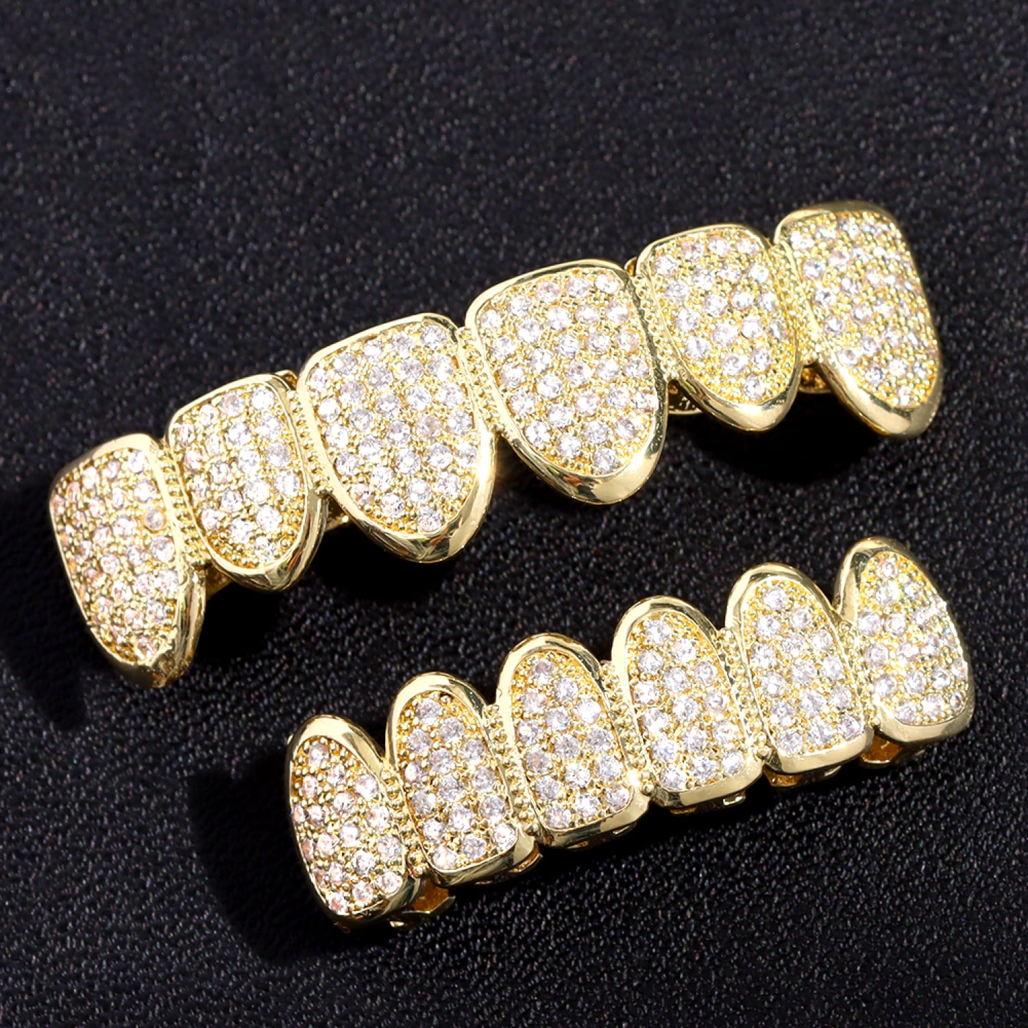 HipHop Iced Out Teeth Grillz Set For Men Women Bling Cubic Zircon Paved ...