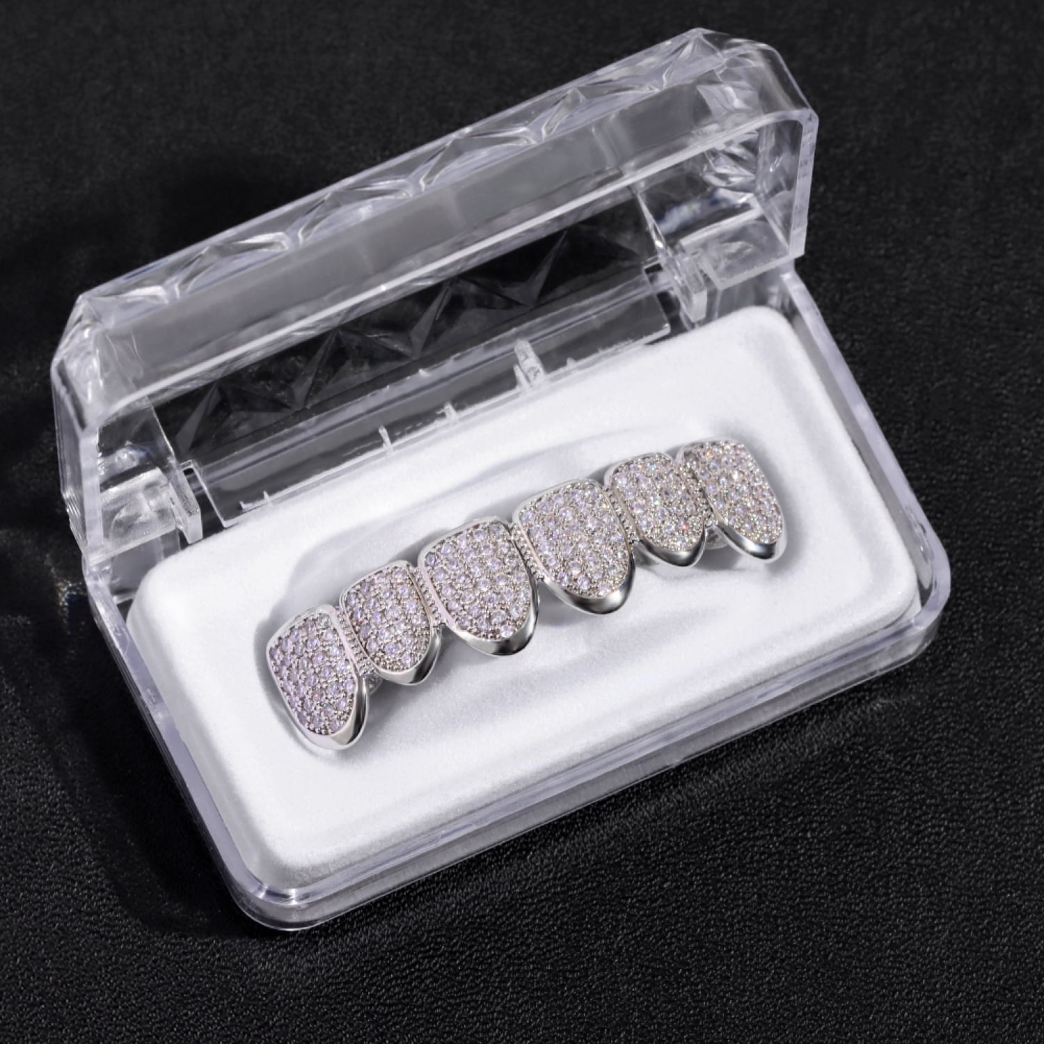 HipHop Iced Out Teeth Grillz Set For Men Women Bling Cubic Zircon Paved ...